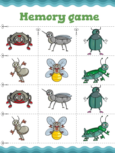 Charming Cartoon Insects and Bugs in Memory Game Format | Jiffy Designs