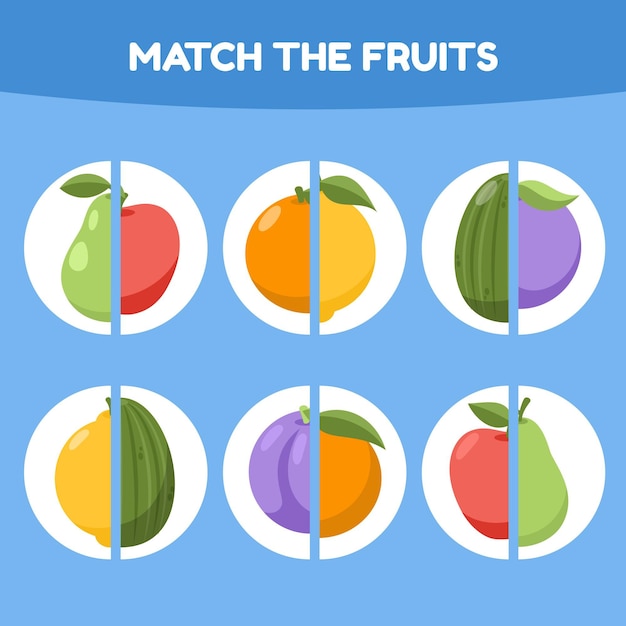 Vibrant Fruit Matching Game with Diverse Produce Collection | Jiffy Designs