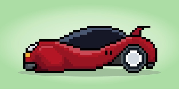 Vibrant Pixel Art Sports Car in Red and Black | Jiffy Designs