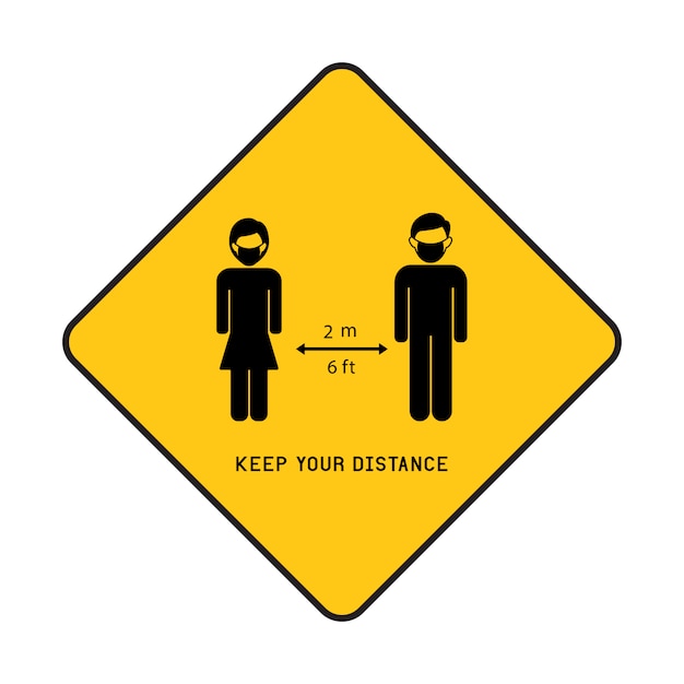 Maintain Safe Distance - Caution Sign with Silhouettes | Jiffy Designs