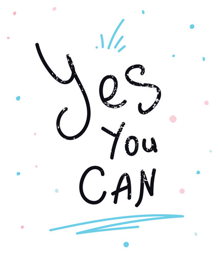Yes You Can. Inspirational And Motivational Quotes. Hand Painted Brush ...