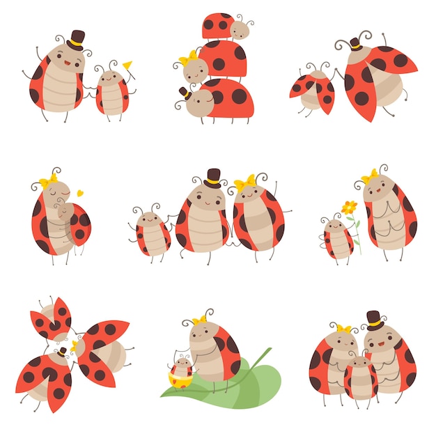 Whimsical Ladybug Illustrations Collection - Vibrant Insect Characters ...