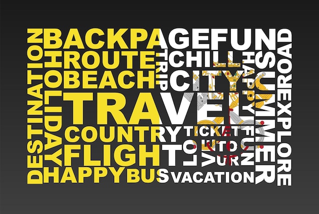 Vibrant Travel-Inspired Typography Collage with Adventure Motifs ...