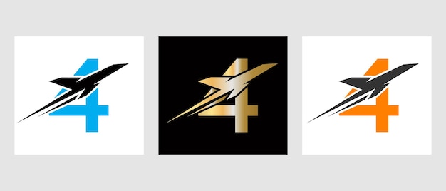 Vibrant Number 4 Emblems with Sleek Jet Designs | Jiffy Designs