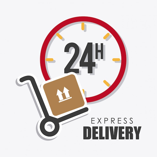 24-Hour Express Delivery Service Icon with Trolley Illustration | Jiffy ...