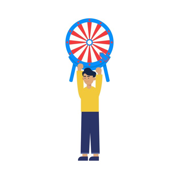 Cheerful Person Holding Colorful Spinning Wheel | Jiffy Designs