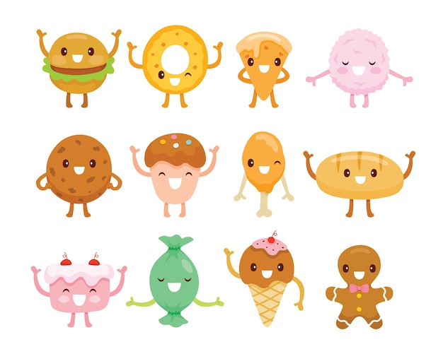 Charming Cartoon Food Characters Collection for Diverse Designs | Jiffy ...