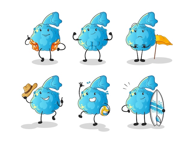 Cheerful Blue Droplet Characters in Diverse Poses | Jiffy Designs