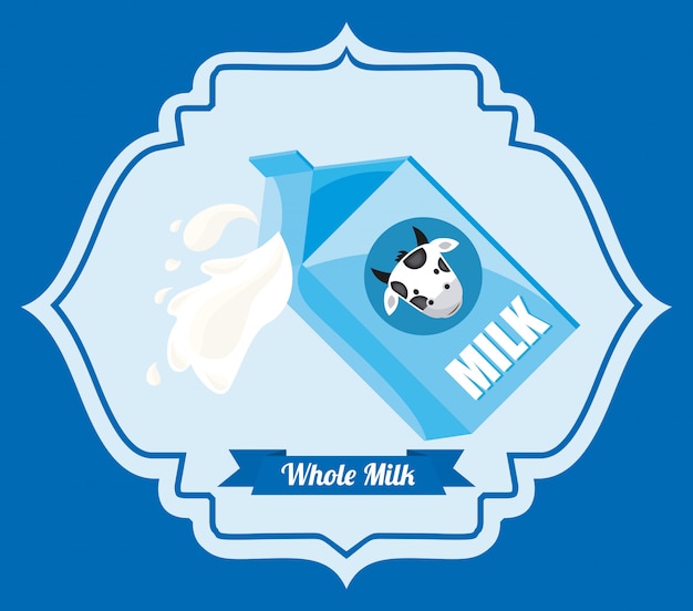 Stylized Whole Milk Carton Illustration with Clouds and Badge | Jiffy ...