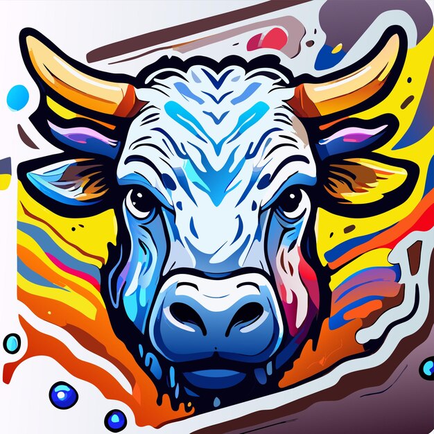 Vibrant and Captivating Artistic Bull Portrait | Jiffy Designs