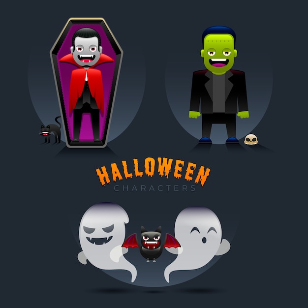 Spooky Halloween Celebration with Ghosts, Vampires, and Monsters ...