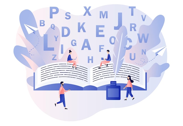 Vibrant Illustration of People Exploring an Expansive Book | Jiffy Designs