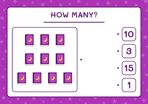 Counting Crescent Moons on a Starry Purple Background | Jiffy Designs