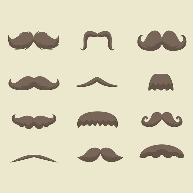 Stylized Mustache Illustrations Collection for Versatile Design Needs ...