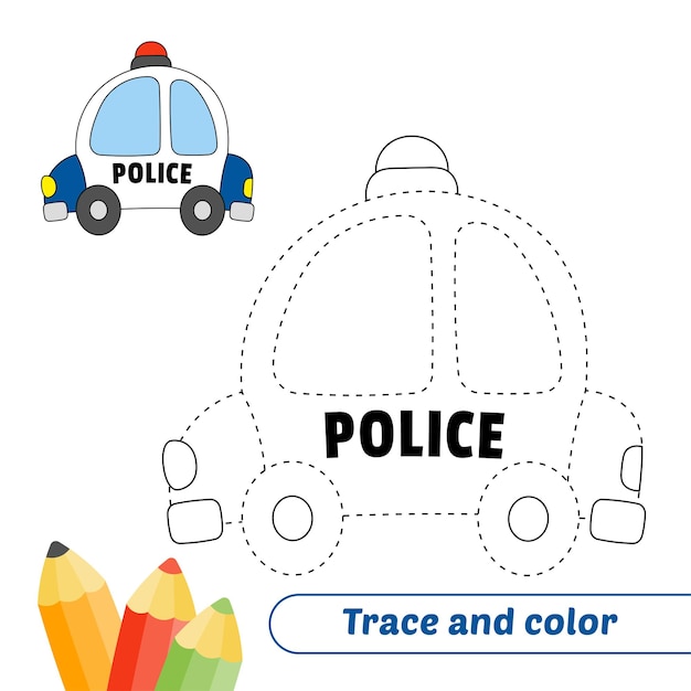 Vibrant Police Car with Trace and Color Activity | Jiffy Designs