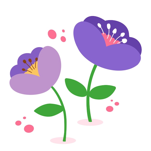 Vibrant Purple Flowers with Whimsical Petals and Dots | Jiffy Designs