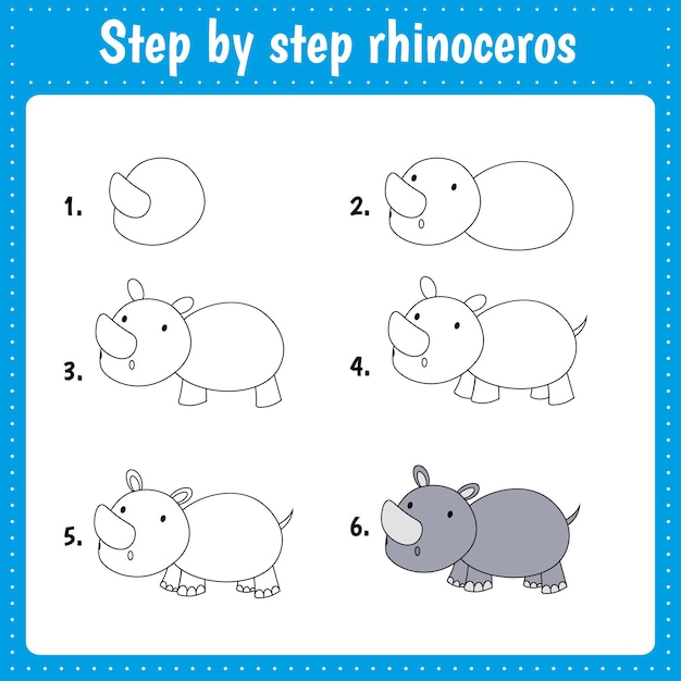 Whimsical Step-by-Step Guide to Drawing a Charming Rhinoceros | Jiffy ...