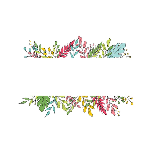 Vibrant Botanical Foliage Borders with Colorful Leaves | Jiffy Designs