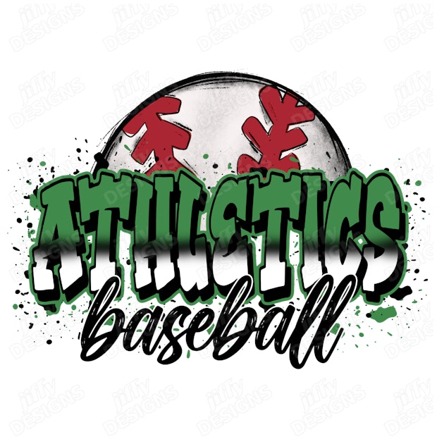 'Athletics Baseball' Graffiti-Style Text with Splattered Baseball ...