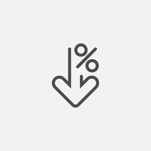Minimalist Percentage Down Arrow Icon Illustration | Jiffy Designs