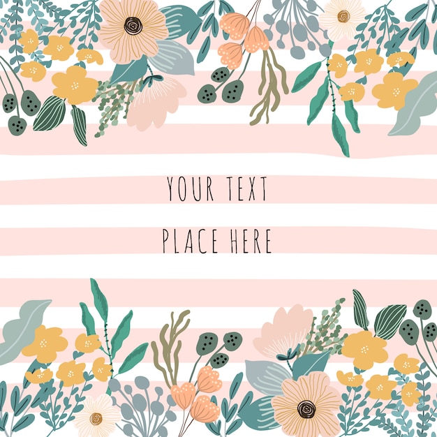 Whimsical Floral Border with Stylized Foliage and Blooms | Jiffy Designs