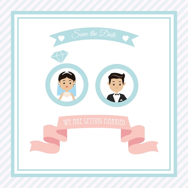 Cute Wedding Couple Portrait with Banners and Circular Frames | Jiffy ...