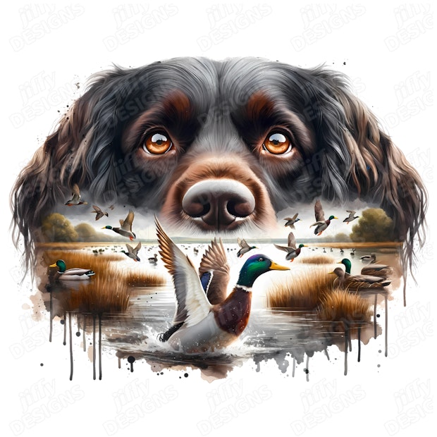Retriever's Gaze Blends with Waterfowl Scene in Striking Wildlife ...