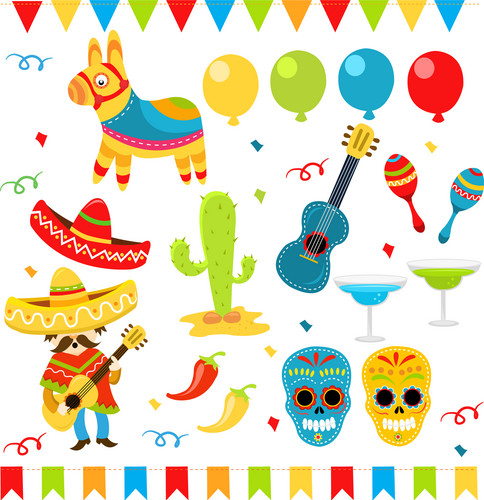 Collection Of Colourful Mexican Design Elements. | Jiffy Designs