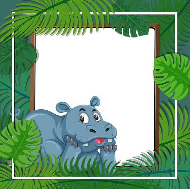 Adorable Hippo Peeking Through Lush Tropical Foliage | Jiffy Designs