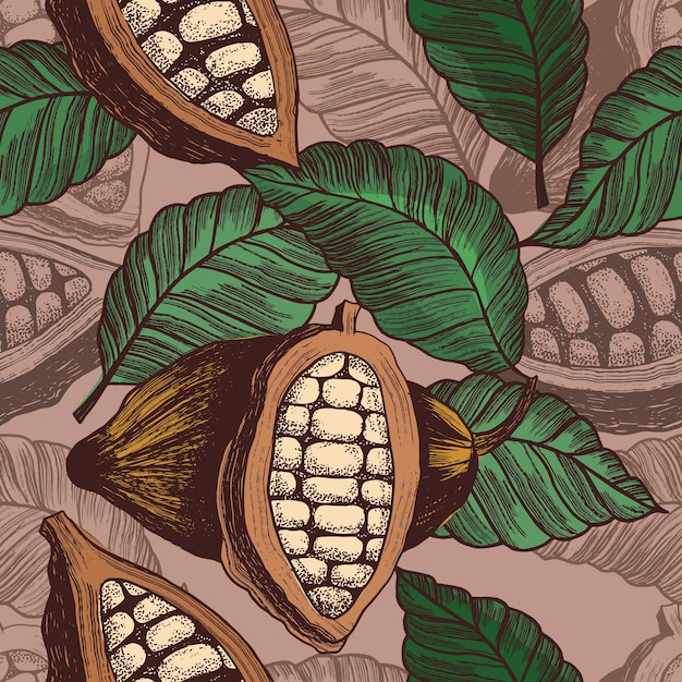 Vibrant Tropical Cocoa Pod and Leaf Pattern | Jiffy Designs
