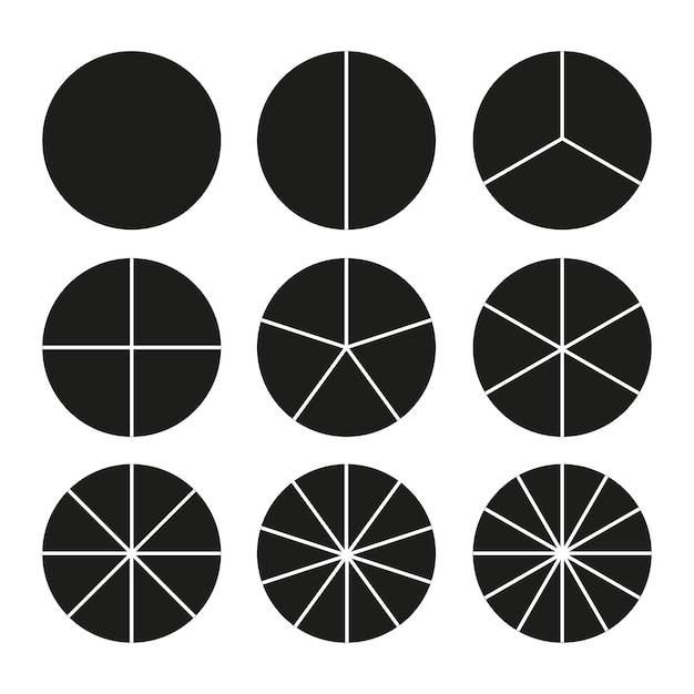 Simple Geometric Pie Chart Patterns in Black and White | Jiffy Designs