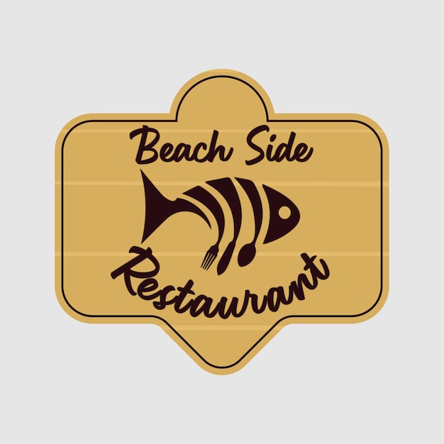 Charming Beach Side Restaurant Logo with Tropical Fish Silhouette ...