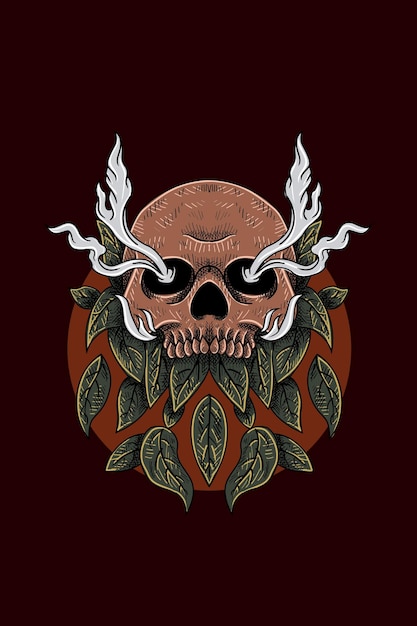 Mystical Skull Emblem with Ethereal Flames | Jiffy Designs