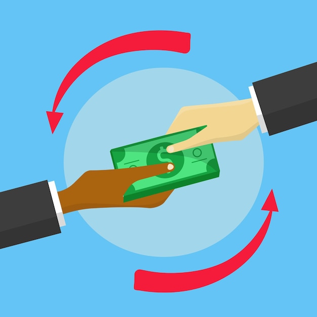 Hands exchanging money in a circular transaction | Jiffy Designs