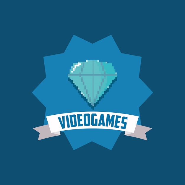 Sparkling Pixel Diamond: Vibrant Videogame Emblem | Jiffy Designs