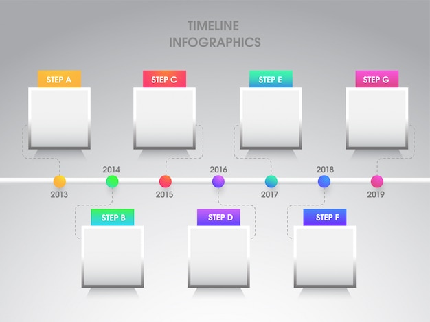 Minimalist Timeline Infographics with Colorful Rectangular Placeholders ...