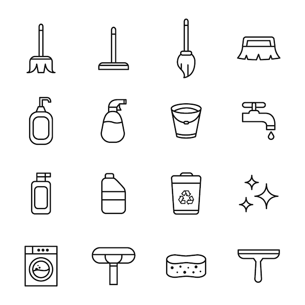 Comprehensive Cleaning and Household Essentials Icon Set | Jiffy Designs