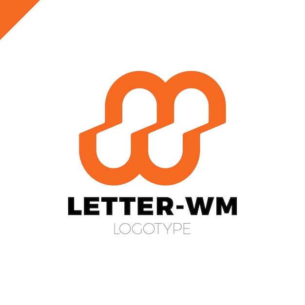 Stylized Orange Interlinked Letters WM Logo Design | Jiffy Designs