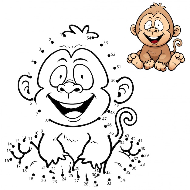 Charming Cartoon Monkey Dot-to-Dot Illustration | Jiffy Designs