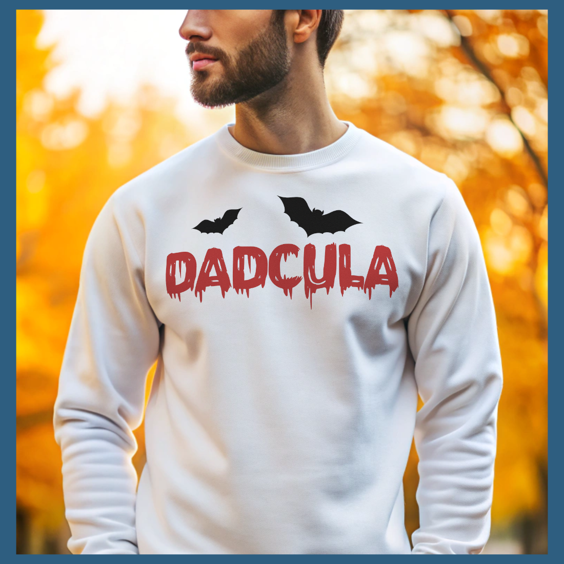 Dadcula Funny Halloween for Daddy Vampire Blood Red Text Bats | Jiffy ...