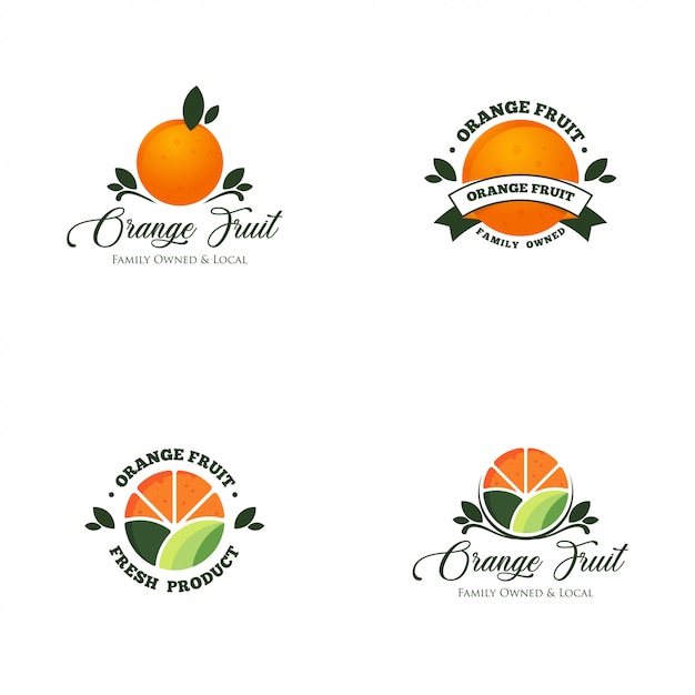 Vibrant Collection of Stylized Orange Fruit Logos and Badges | Jiffy ...