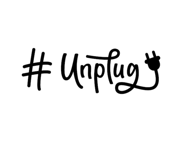 Playful and Vibrant Unplug Hashtag with Plug Icon | Jiffy Designs