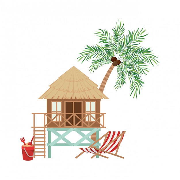 Tropical Oasis: Cozy Beachside Cabana with Palm Tree | Jiffy Designs