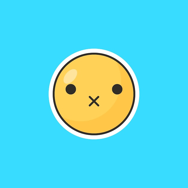 Cheerful Yellow Smiley Face with Crossed Eyes on Blue | Jiffy Designs