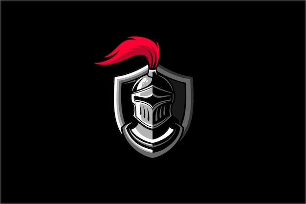 Intimidating Knight Emblem with Striking Red Plume on Black | Jiffy Designs