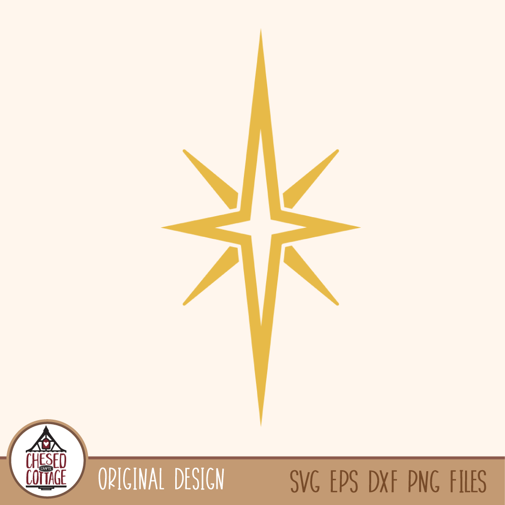 Golden Compass Star with Elongated Points and Symmetrical Design ...