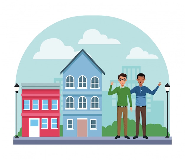 Vibrant Neighborhood Illustration with Friendly Neighbors | Jiffy Designs