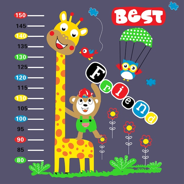 Cheerful Giraffe and Squirrel Growth Chart with Best Friends | Jiffy ...