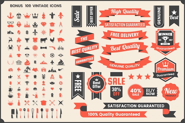 Vintage Symbols and Retro Graphic Elements Collection | Jiffy Designs