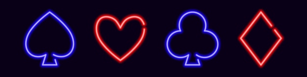 Vibrant Neon Playing Card Suits Illuminate the Night | Jiffy Designs